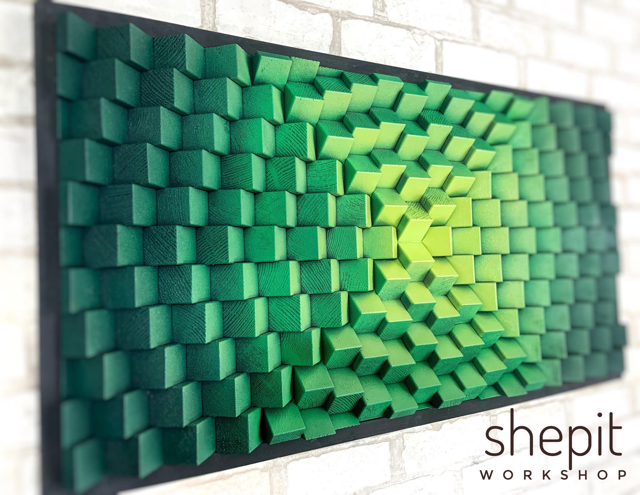 Wood Wall Art Parametric Green Wood Wall Art Geometric | Etsy