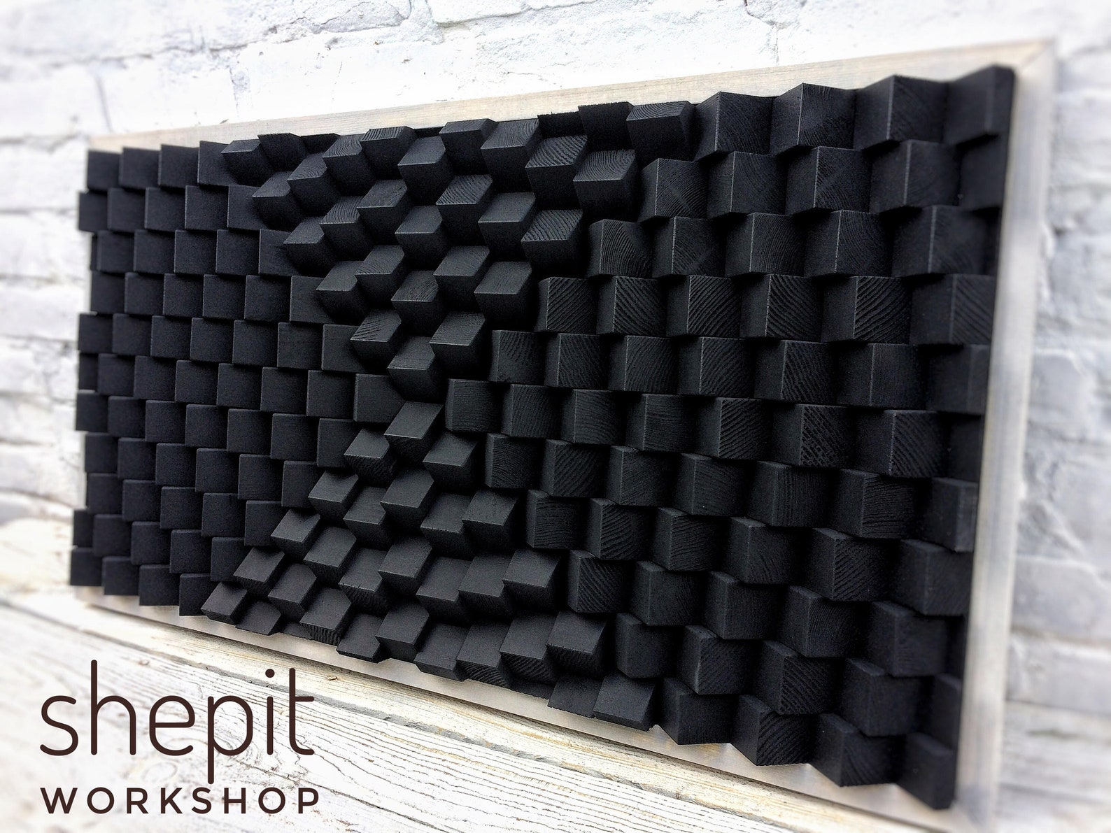 Sound Diffuser Acoustic Panel Large Wood Wall Art Black - Etsy