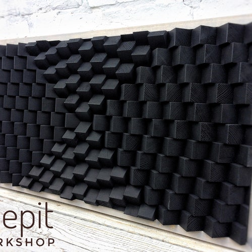 Wood Wall Art Red Black Parametric Sound Diffuser | Etsy
