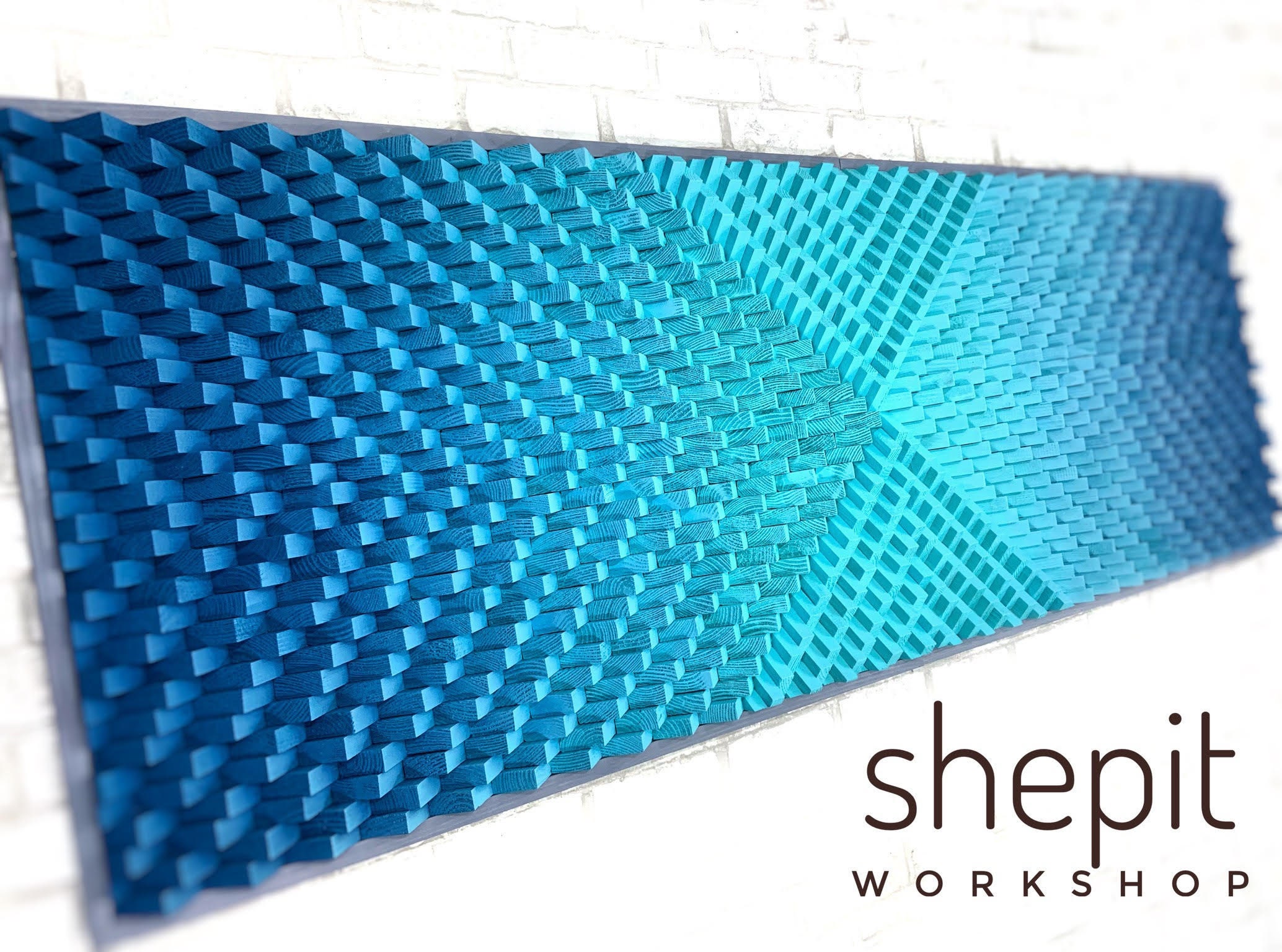 Wood Wall Art - Turquoise - Parametric Large Sound Diffuser - Acoustic ...