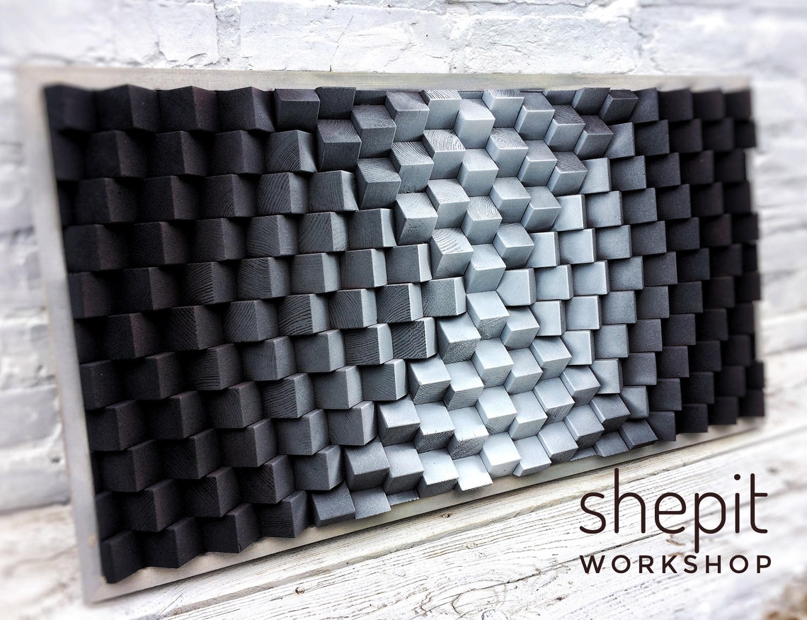 3D Wall Art Wood Wall Art Framed Large Art White Black - Etsy