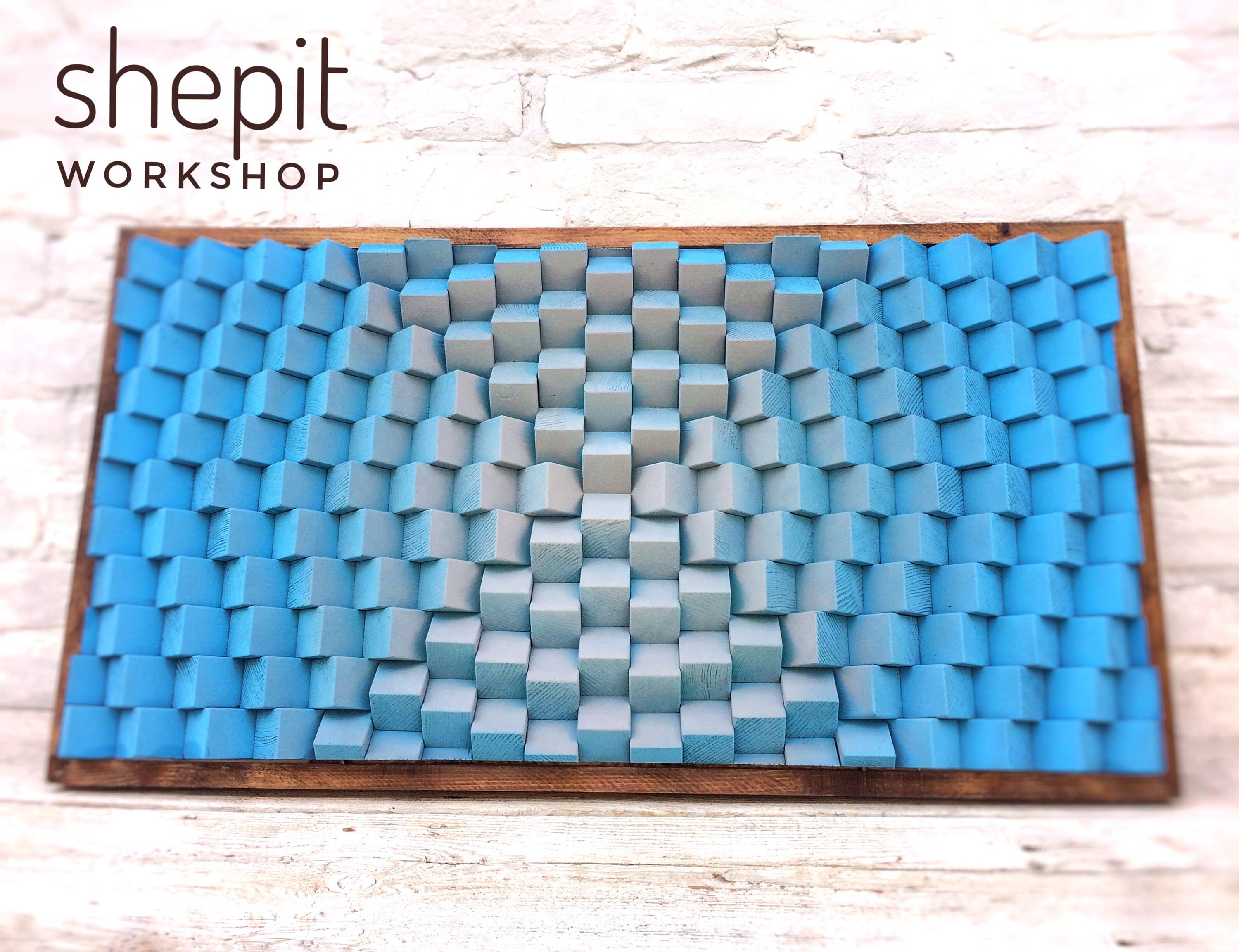 Wood Wall Art Large Powdery Blue Gray Modern Abstract | Etsy