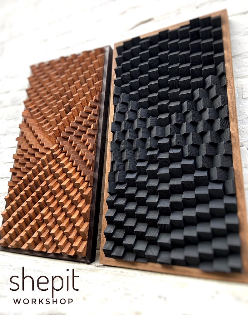 Set of 2 Wood Wall Art Large Wall Art 3D Acoustic Panels - Etsy