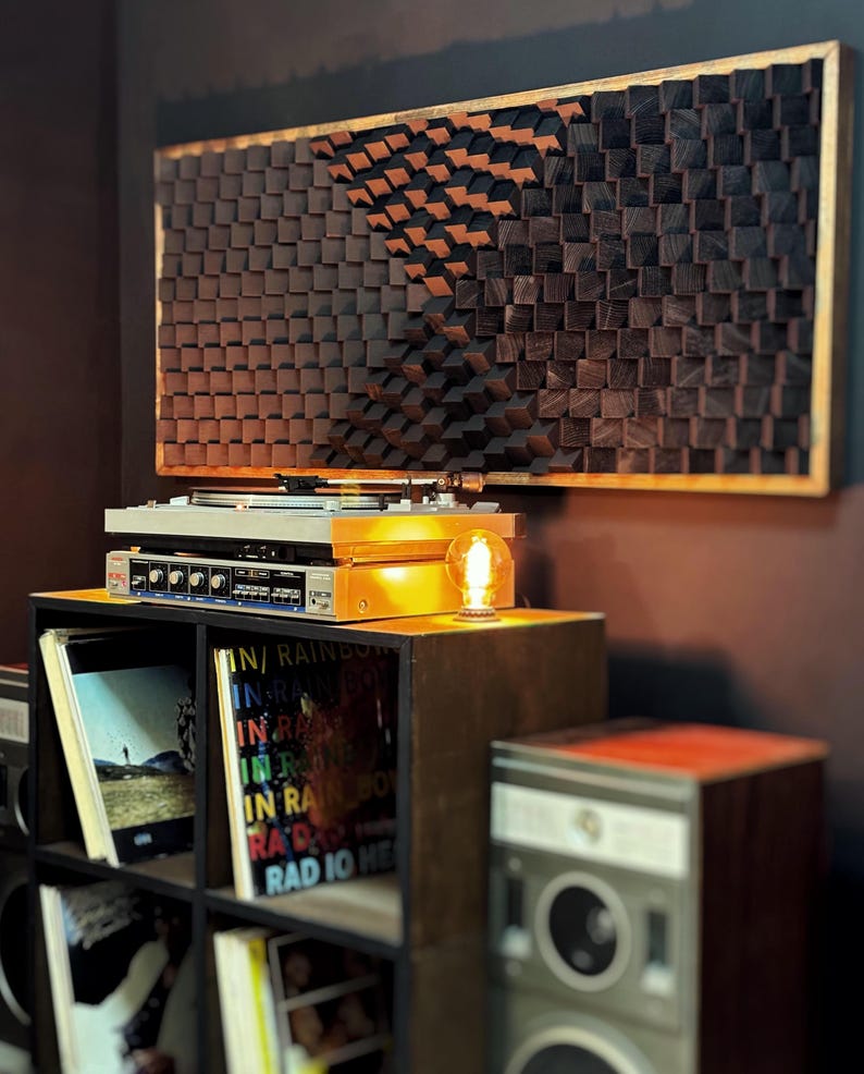 Black Sound Diffuser - Acoustic Panel - Large 3D Wood Wall Art - Music ...