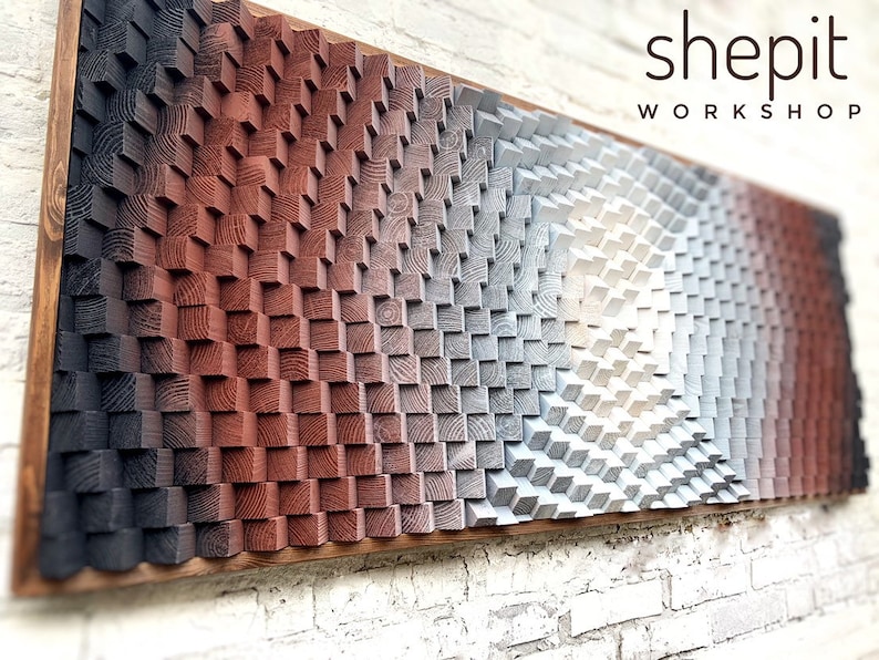 Geometric Wood Wall Art Acoustic Panel Sound Diffuser | Etsy