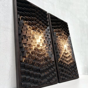 Set of 2 Sound Diffusers - Large 3D Wood Wall Art - Acoustic Panels ...