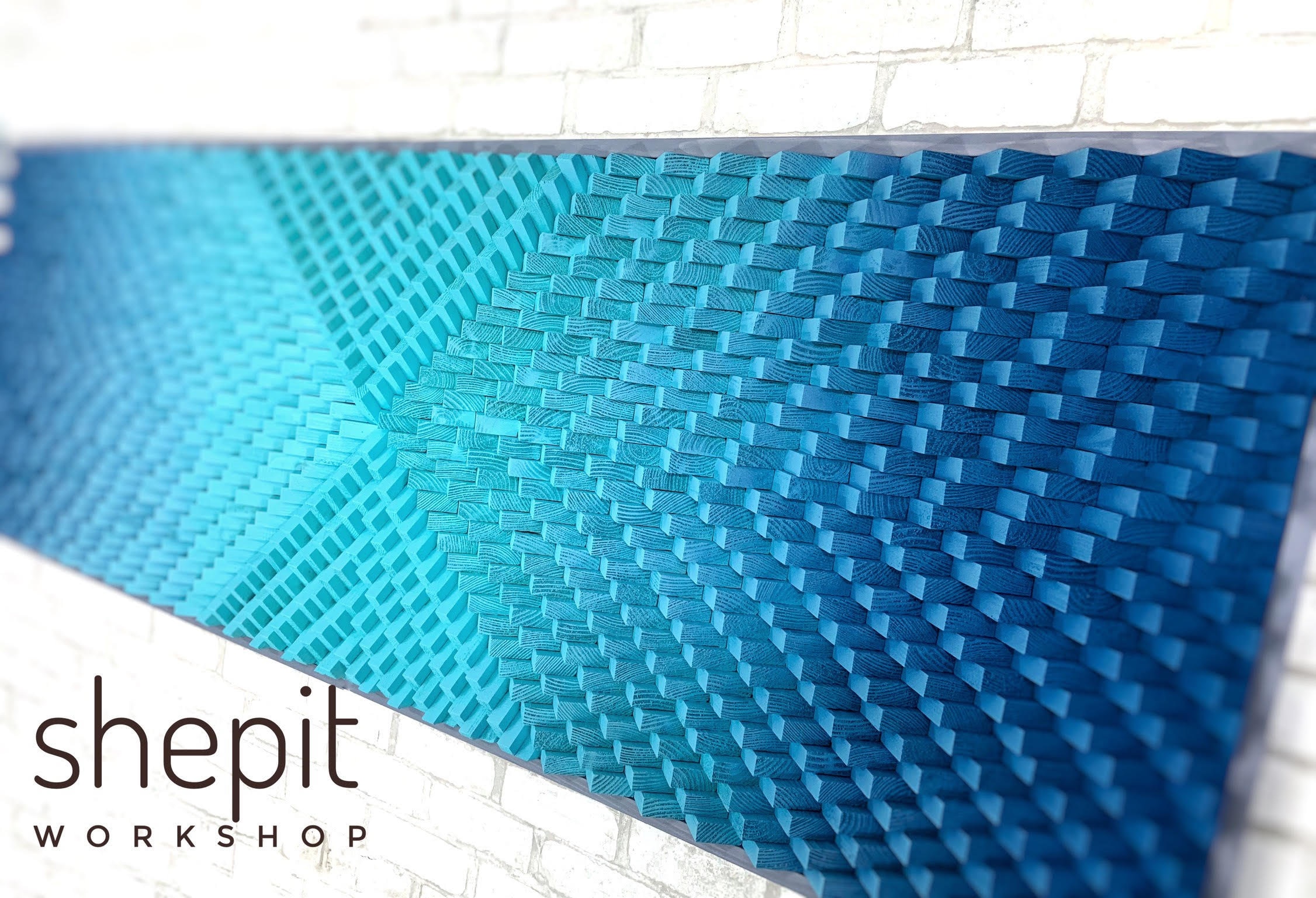 Wood Wall Art - Turquoise - Parametric Large Sound Diffuser - Acoustic ...