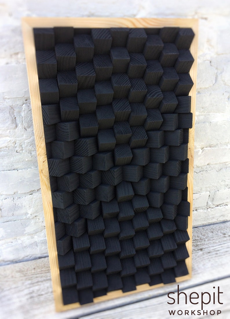 Acoustic Panel Black Sound Diffuser Large Wood Wall Art | Etsy
