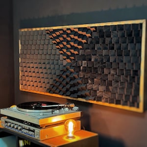 Black Sound Diffuser - Acoustic Panel - Large 3D Wood Wall Art - Music ...