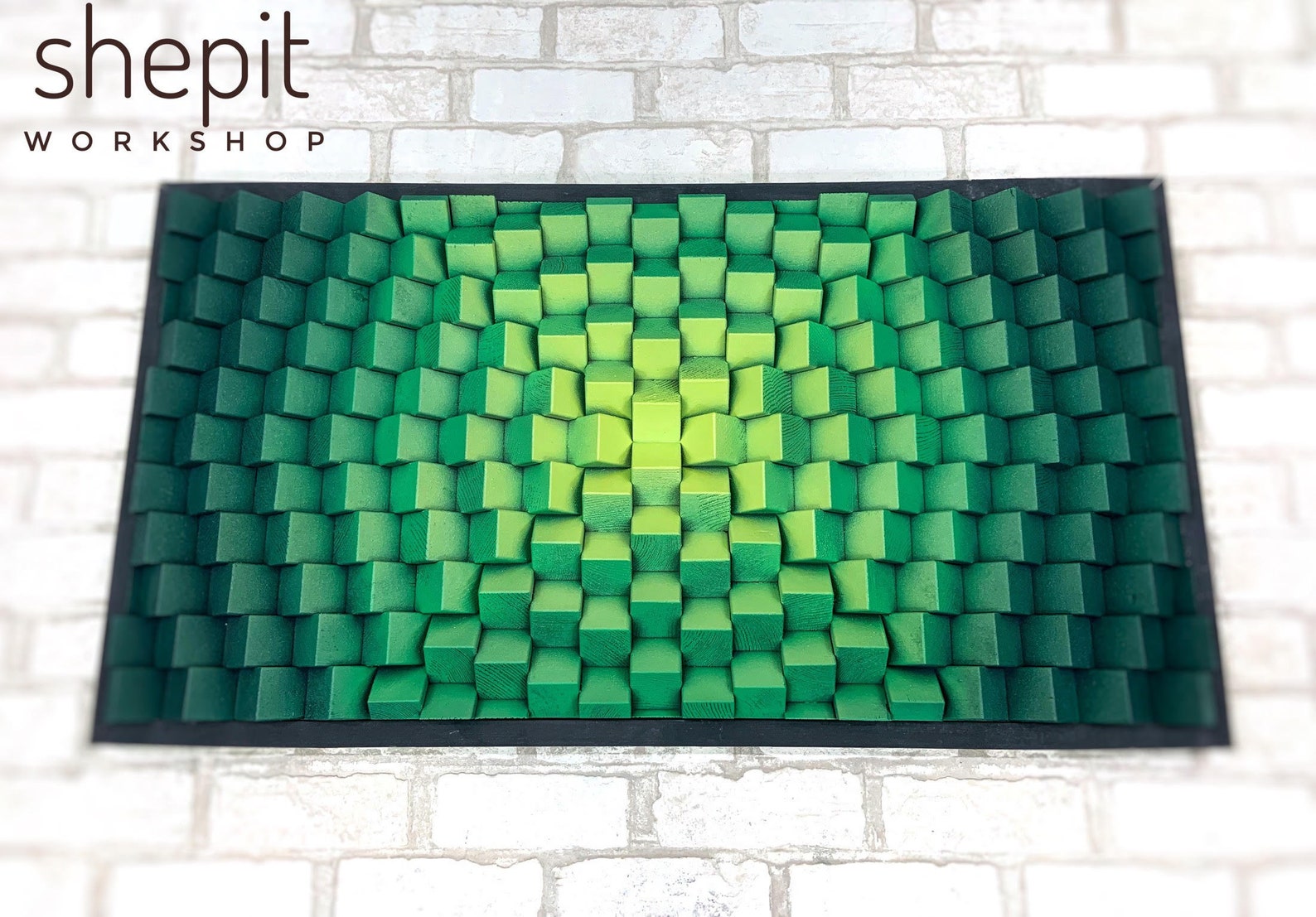 Wood Wall Art Parametric Green Wood Wall Art Geometric | Etsy