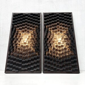 Set of 2 Sound Diffusers - Large 3D Wood Wall Art - Acoustic Panels ...