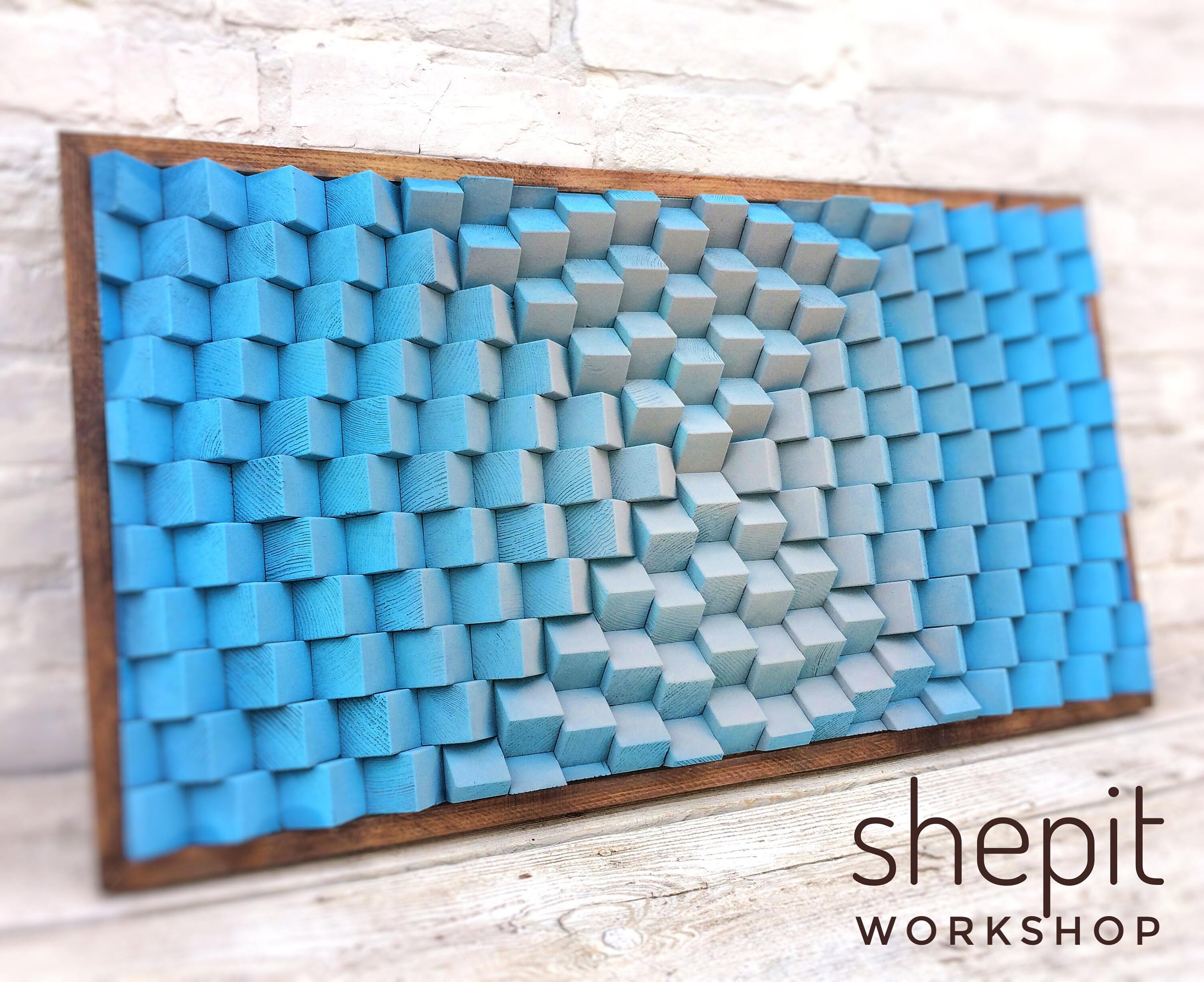 Wood Wall Art Large Powdery Blue Gray Modern Abstract | Etsy