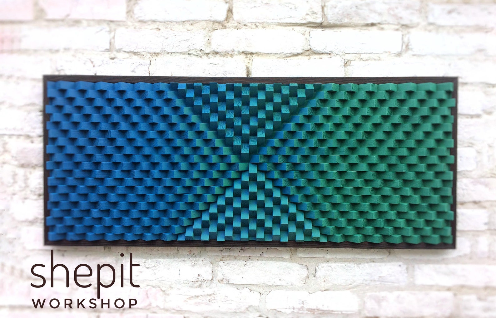 Wood Wall Art - Gradient Wall Art - Blue Green Wood - Modern Abstract ...