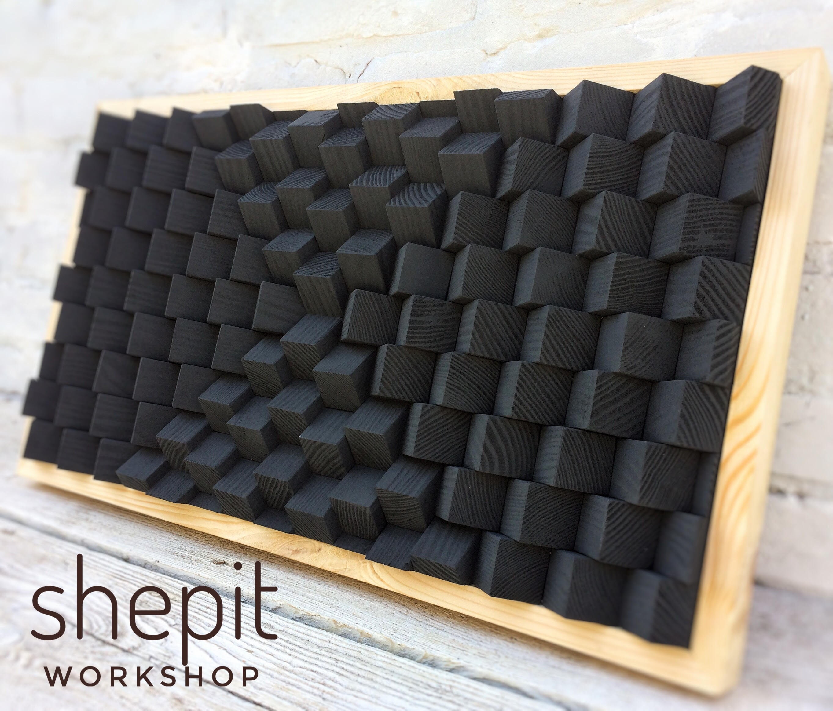 Acoustic Panel Black Sound Diffuser Large Wood Wall Art - Etsy