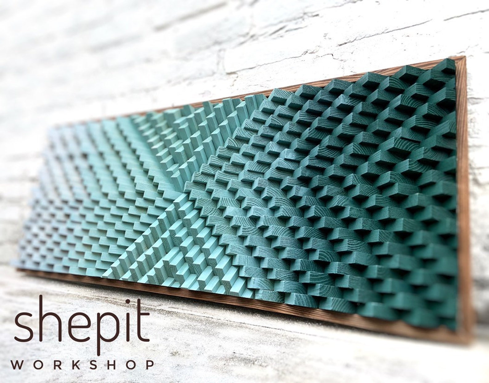 Wood Wall Art Parametric Wall Art Dark Blue Light Green - Etsy