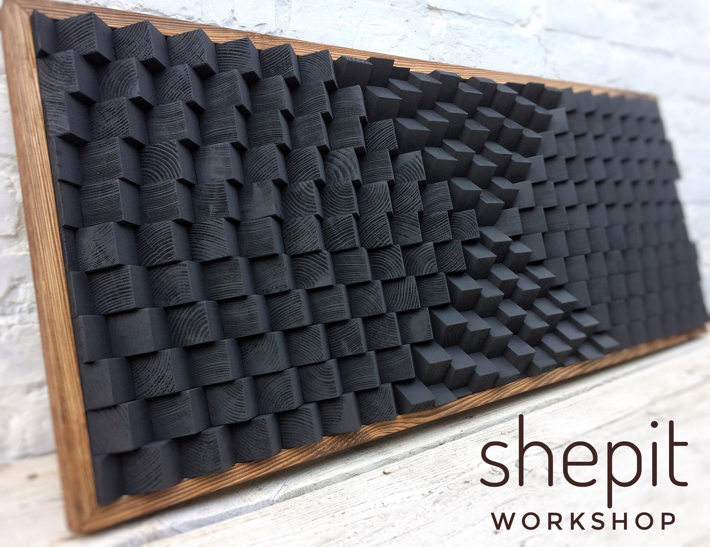 Sound Diffuser Acoustic Panel Large Wood Wall Art Black - Etsy