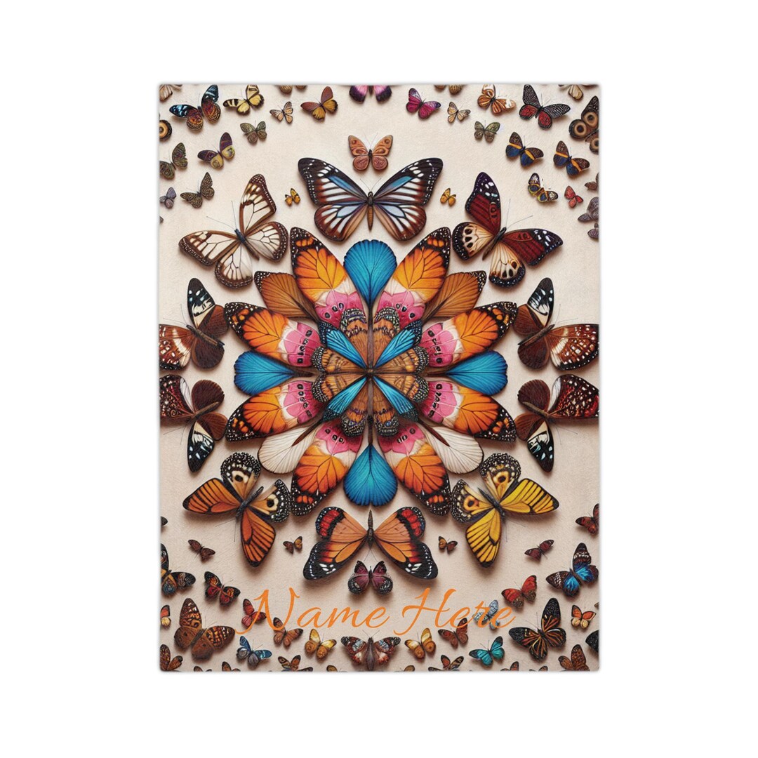 Customizable Name Butterfly Print Velveteen Microfiber Blanket - Etsy