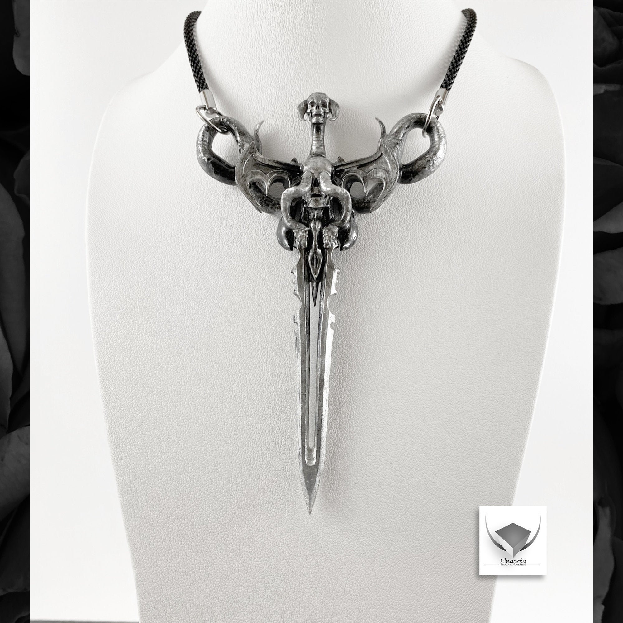 Devil's necklace in resin and varnish chain force 11cm / | Etsy