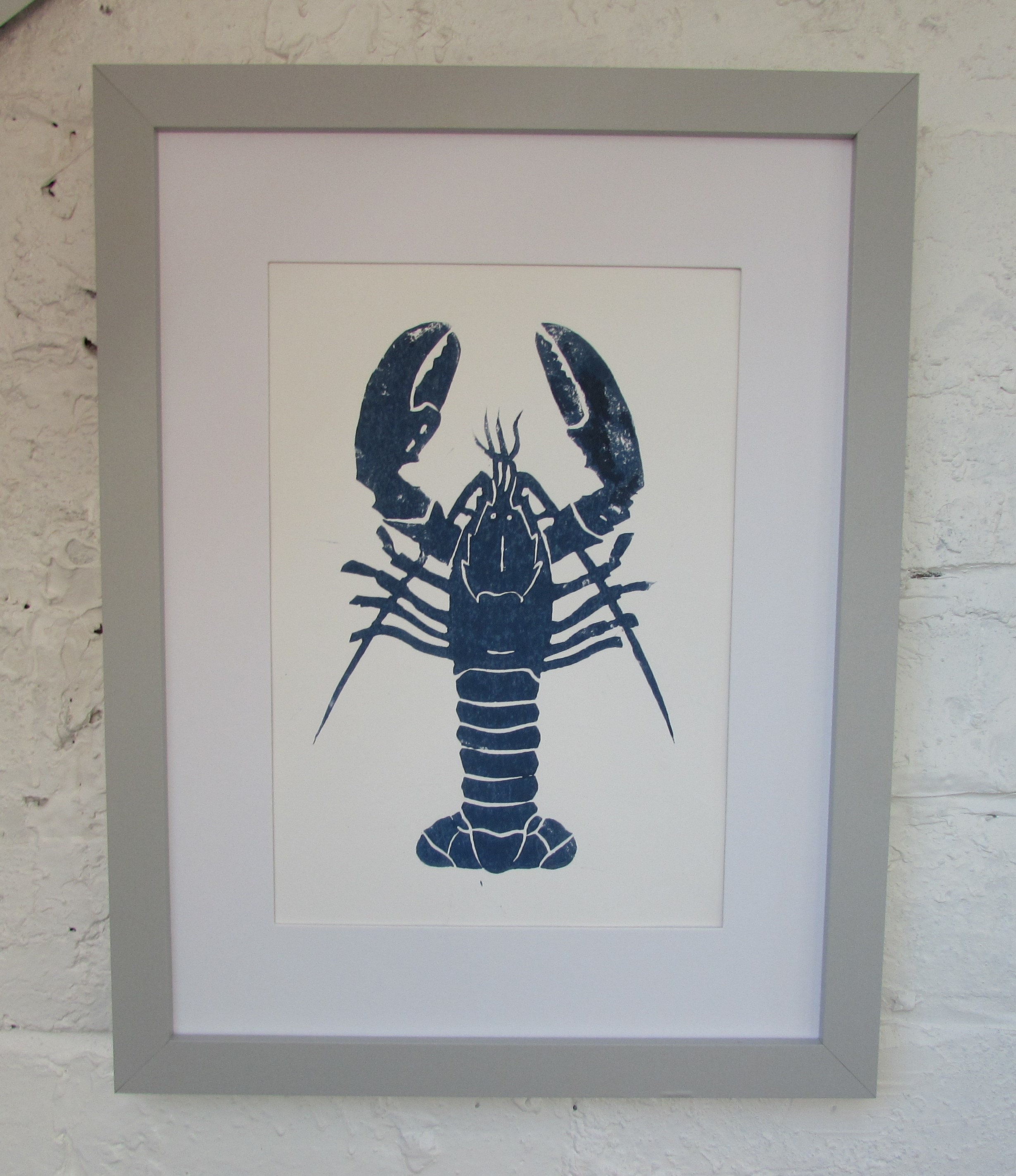 Prints wall art Hand made Linocut Print - Sea Nautical Gift - Lobster ...