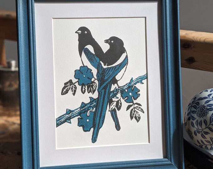 Black-billed Magpie Hand-made Linocut Print - Etsy