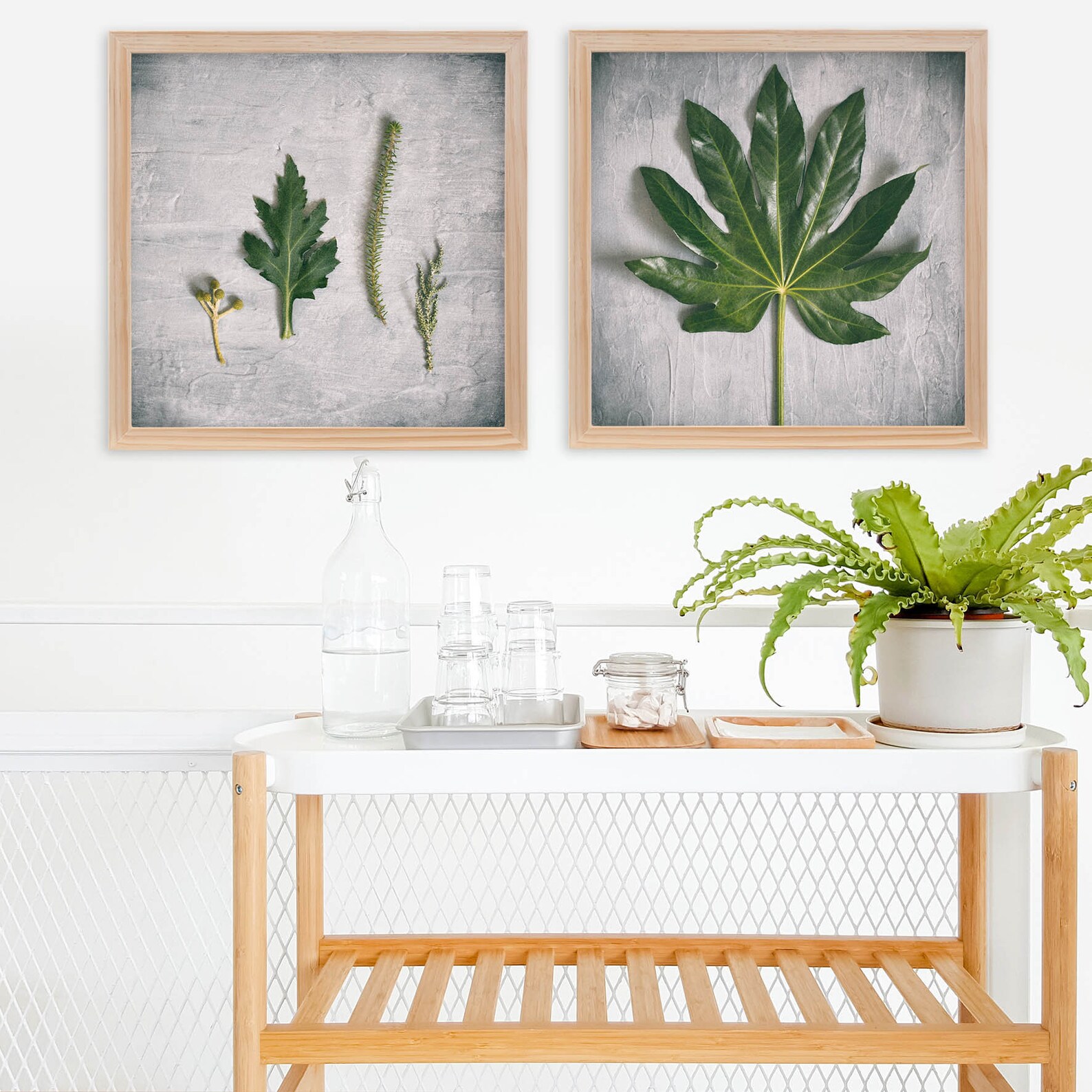 Greenery Print Set, Square Print Set of 2, Leaf Print Set, Botanical ...