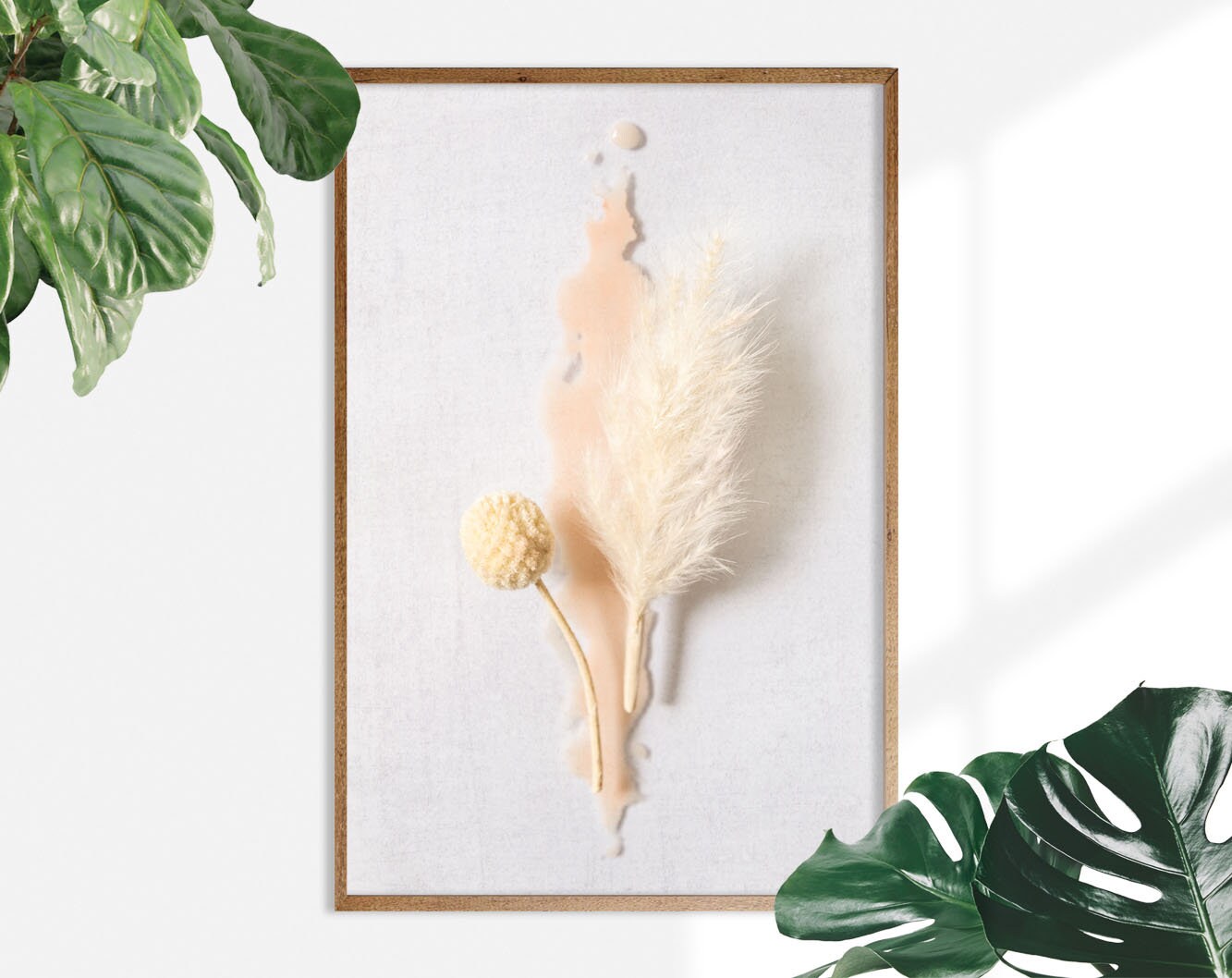 Blush Pink Contemporary Botanical Wall Art Print Scandinavian | Etsy