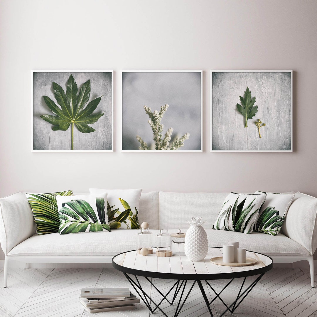 Leaf Prints Wall Art, Botanical Wall Art Set of 3, Square Print ...