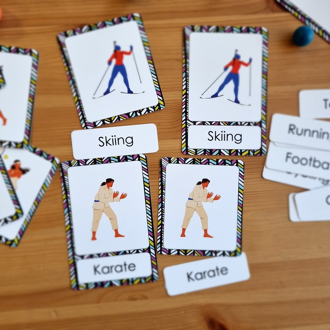 Types of Sports Montessori Learning Flashcards, Learn Yoga Poses Flash ...