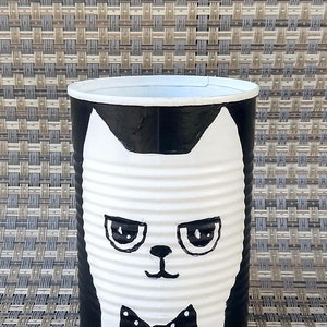 Hand Painted Tin Cans With Cute Cats, Recycled Tins, Small Storages ...