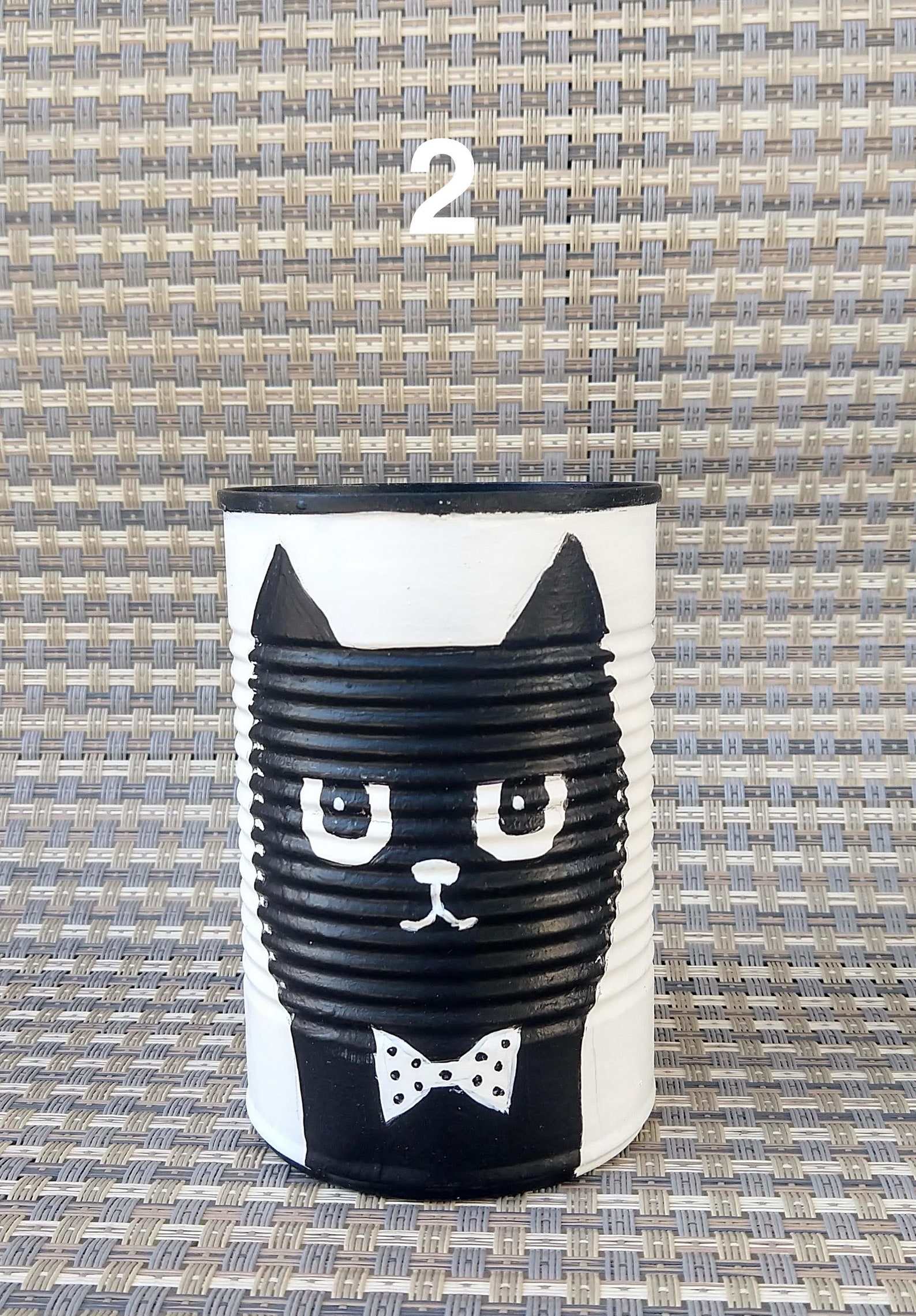 Hand Painted Tin Cans With Cute Cats, Recycled Tins, Small Storages ...