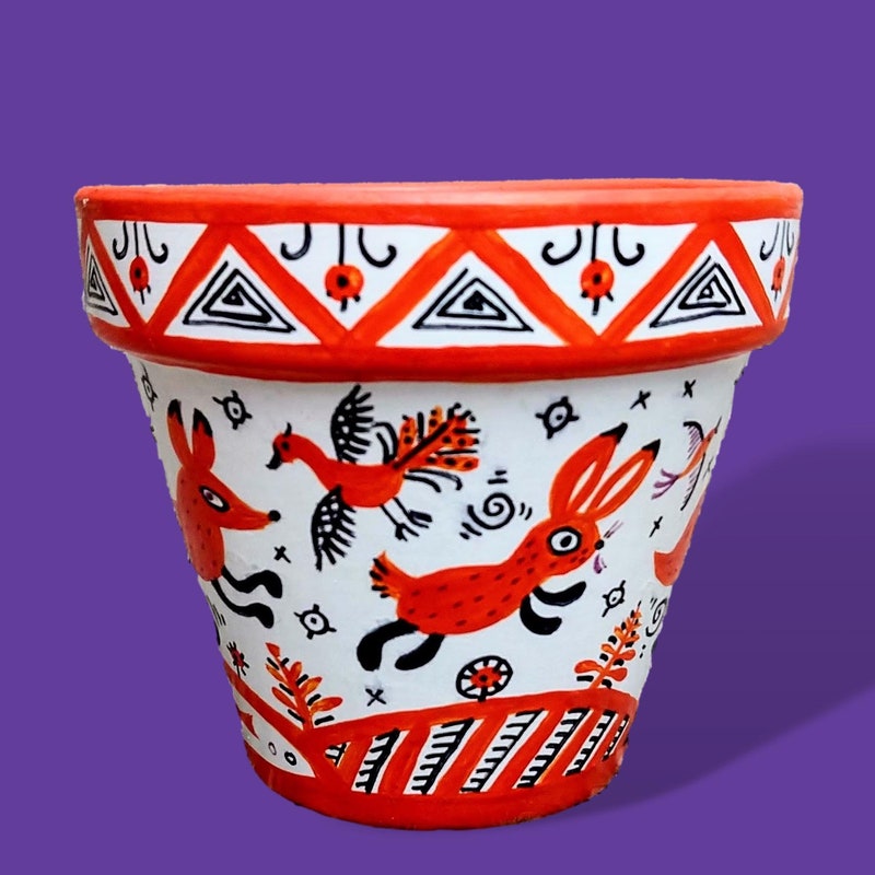 Painted Plant Pot - Etsy