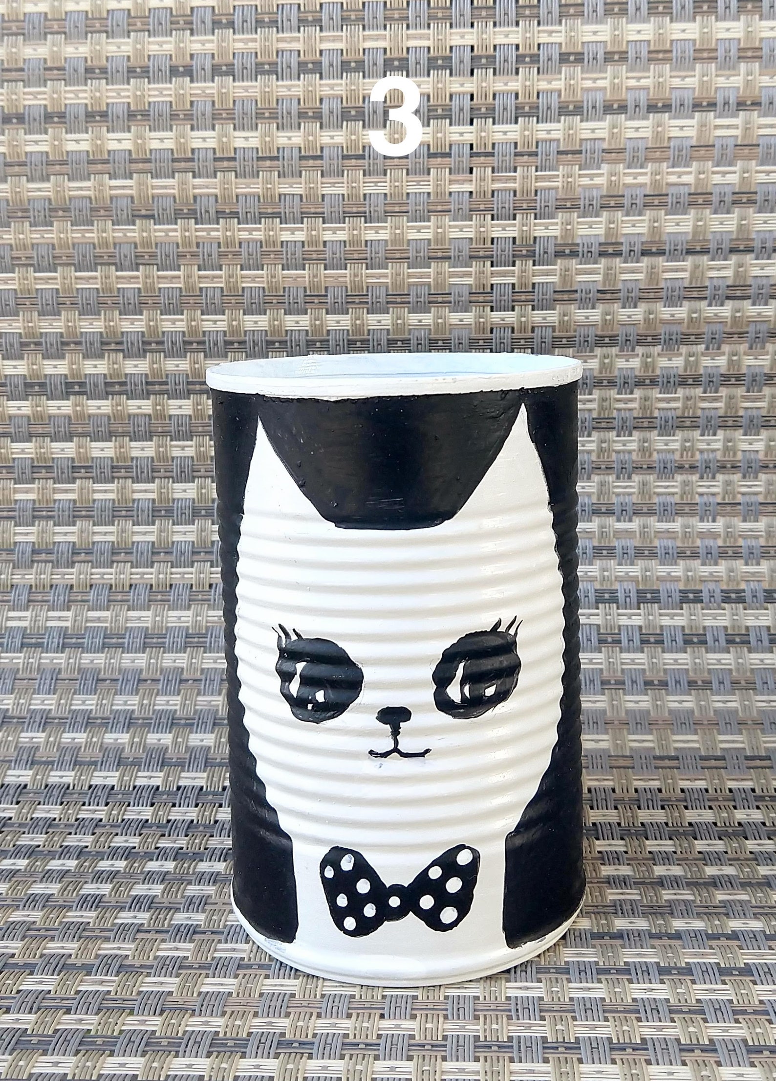 Hand Painted Tin Cans With Cute Cats, Recycled Tins, Small Storages ...