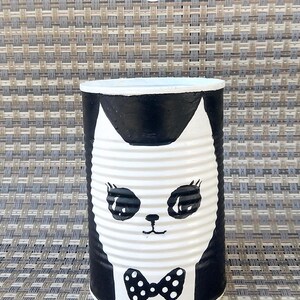 Hand Painted Tin Cans With Cute Cats, Recycled Tins, Small Storages ...