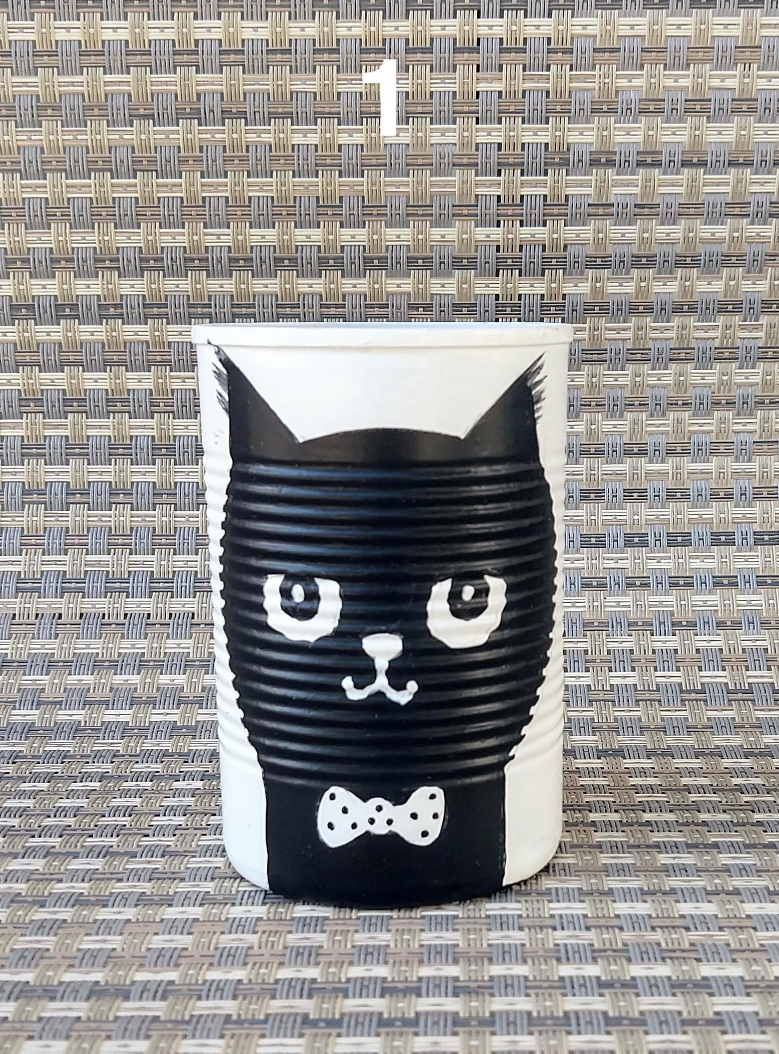 Hand Painted Tin Cans With Cute Cats, Recycled Tins, Small Storages ...