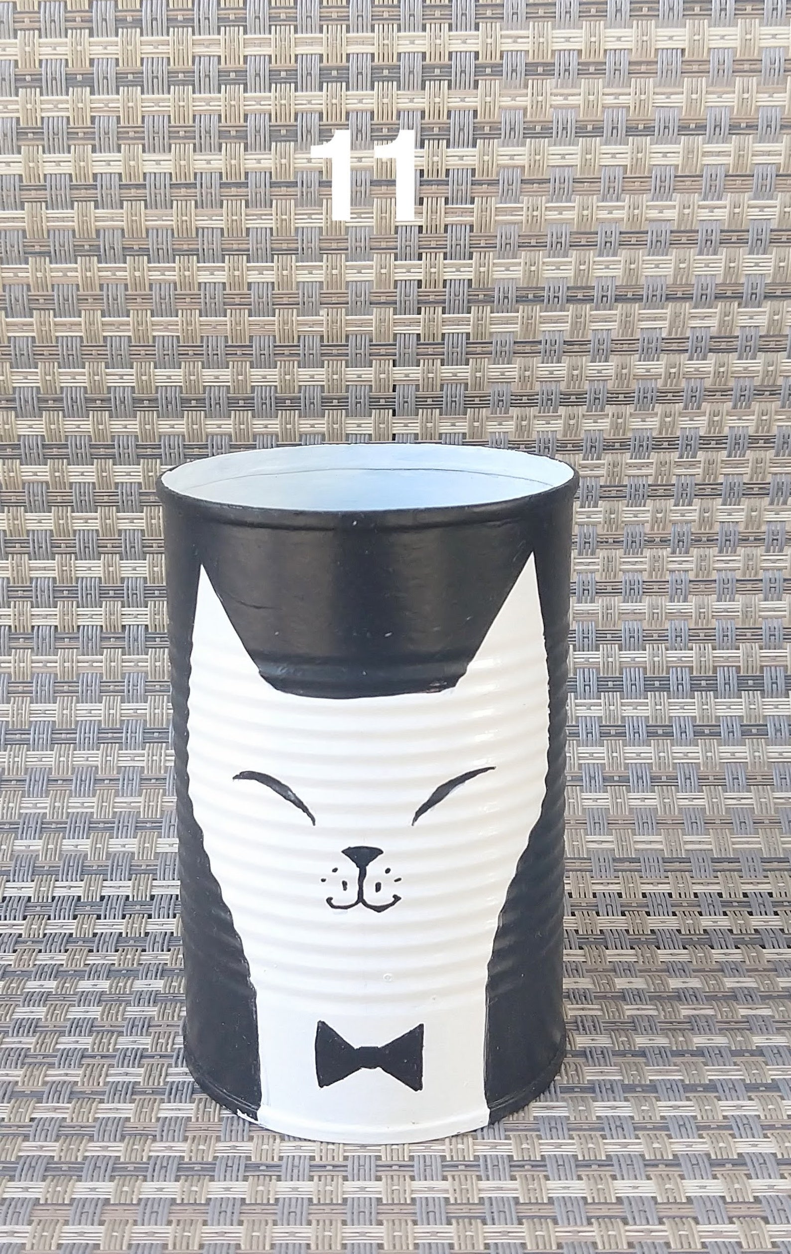 Hand Painted Tin Cans With Cute Cats, Recycled Tins, Small Storages ...