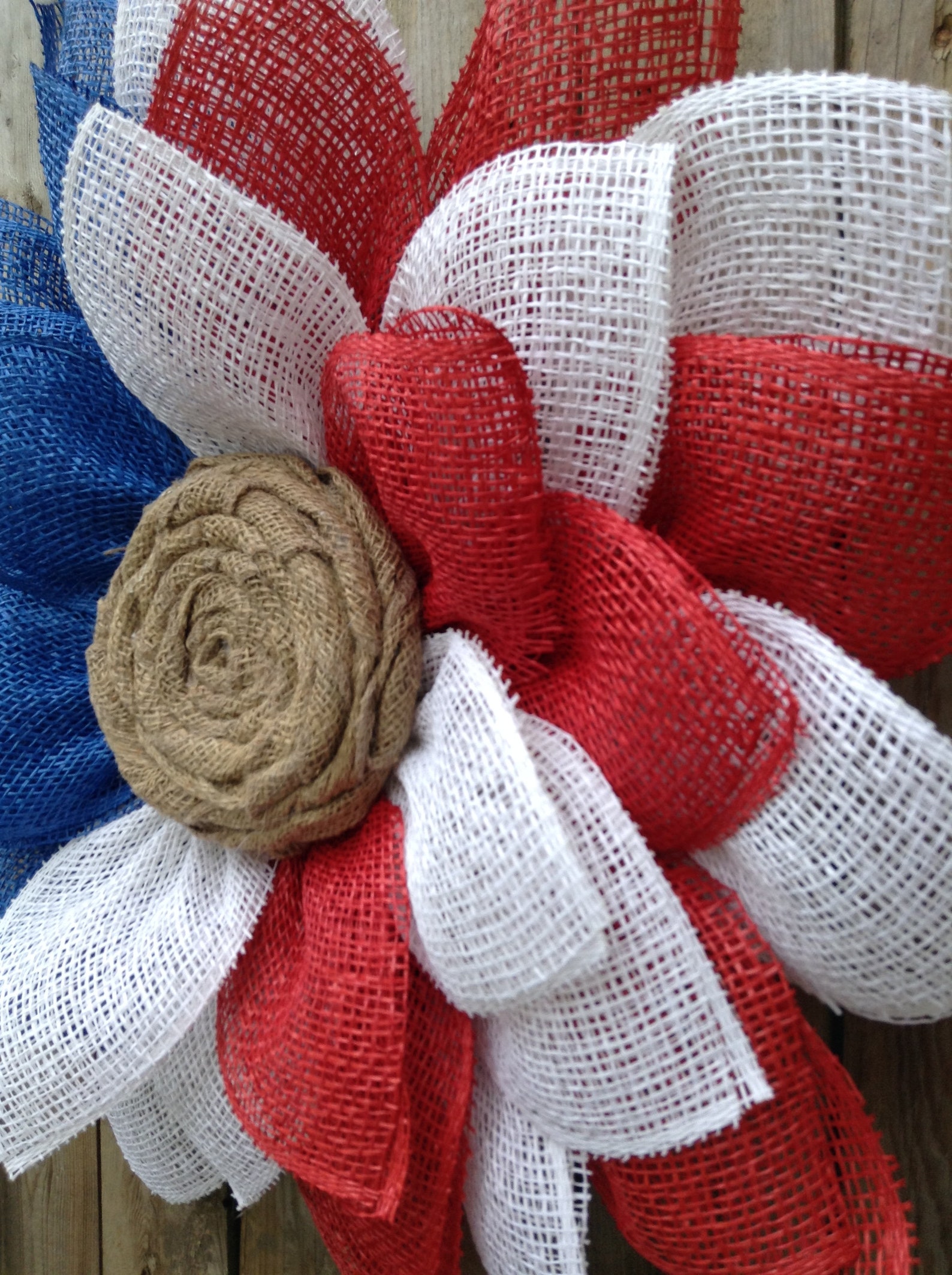 Patriotic Front Door Wreath Summer Burlap Flower Memorial | Etsy