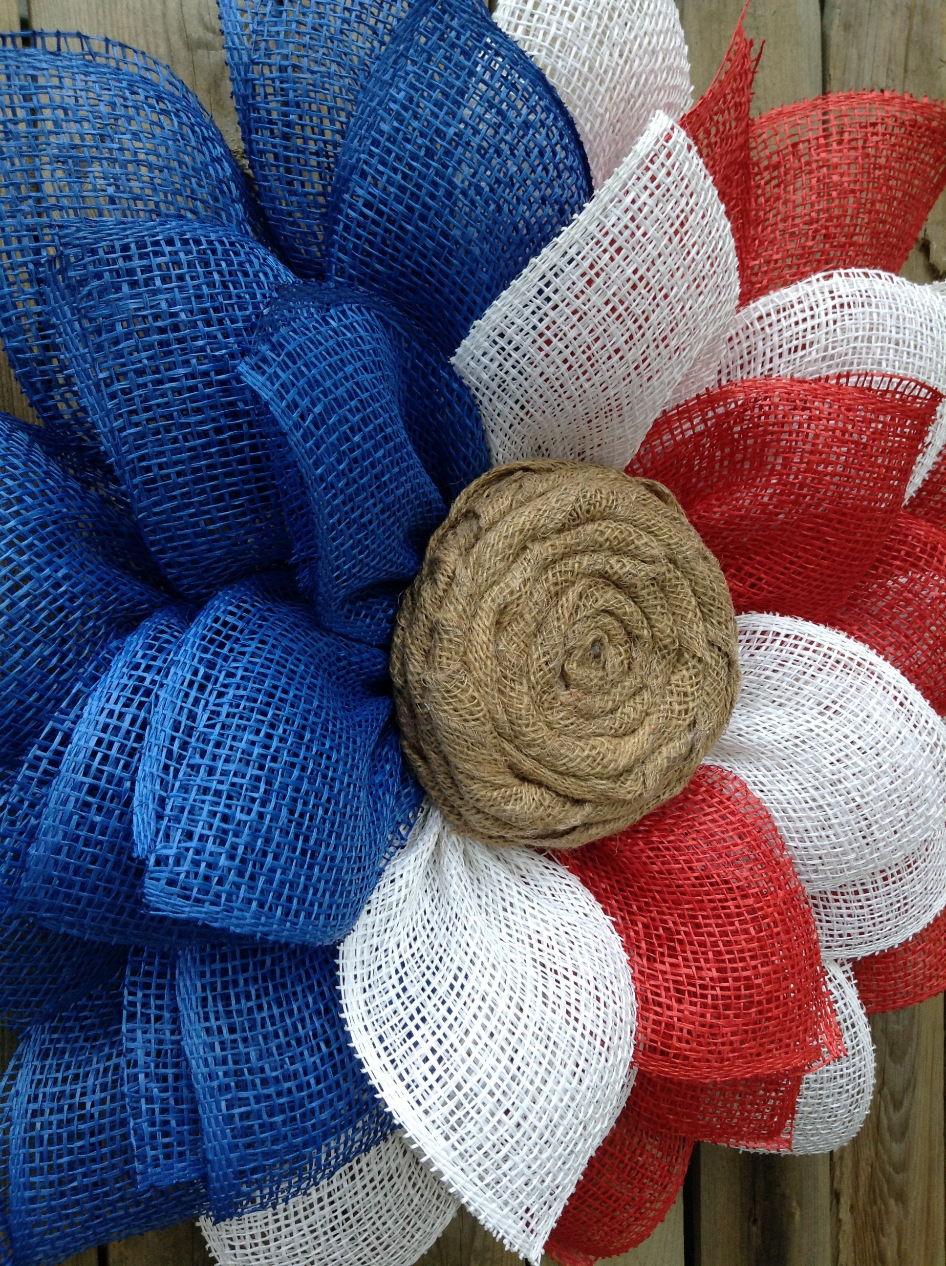 Patriotic Front Door Wreath Summer Burlap Flower Memorial | Etsy