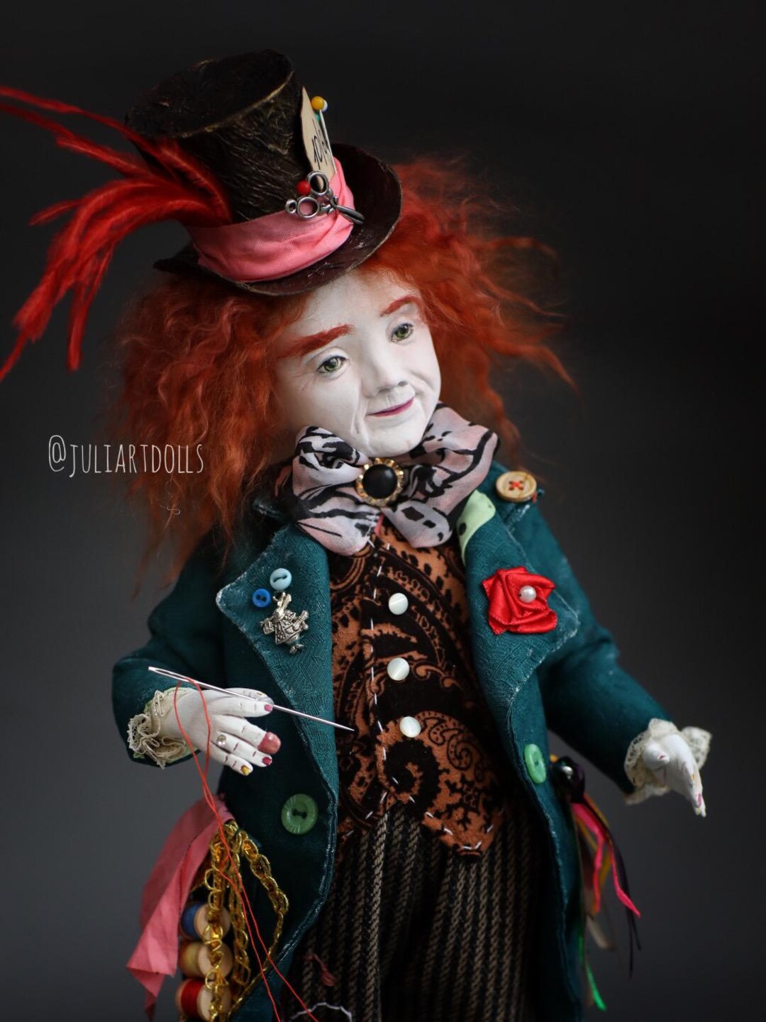 Art Doll Mad Hatter From Alice in Wonderland, Handmade Doll ...