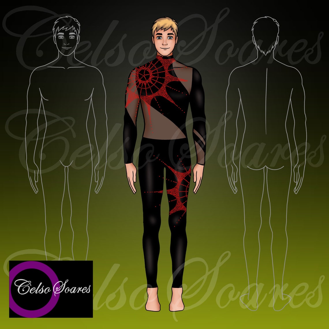 Male Dancer Croqui Templates - Front and Back View - Etsy