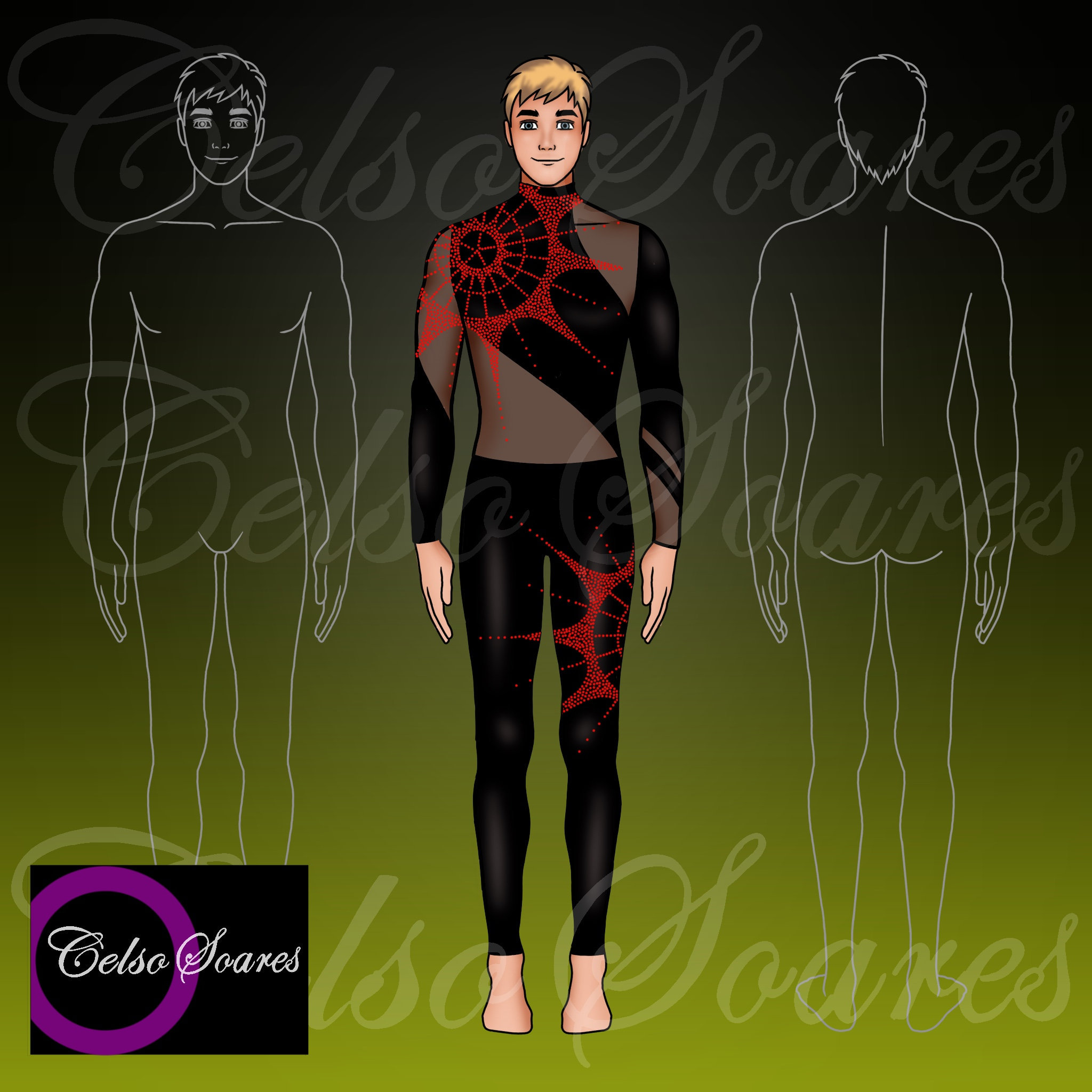 Male Dancer Croqui Templates - Front and Back View - Etsy