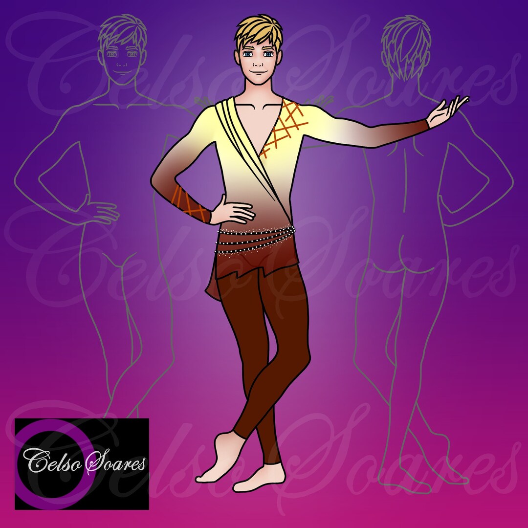 Male Dancer Croqui Template - Front and Back View - Etsy