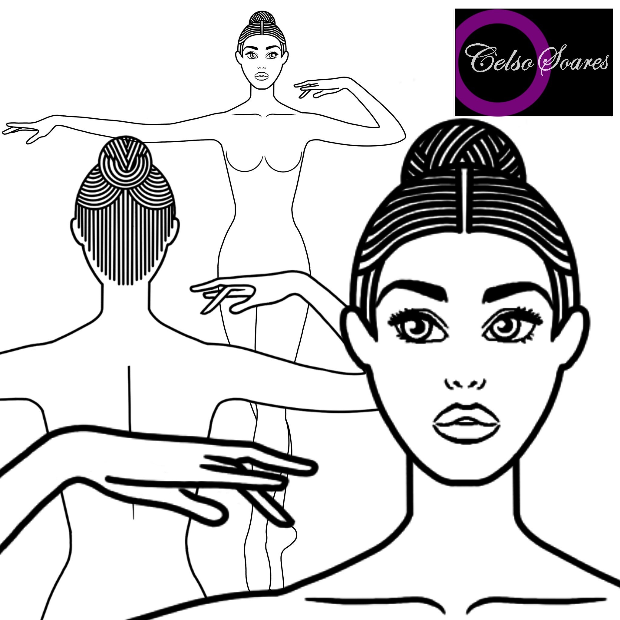 Female Dancer Croqui Template - Front and Back View - Etsy