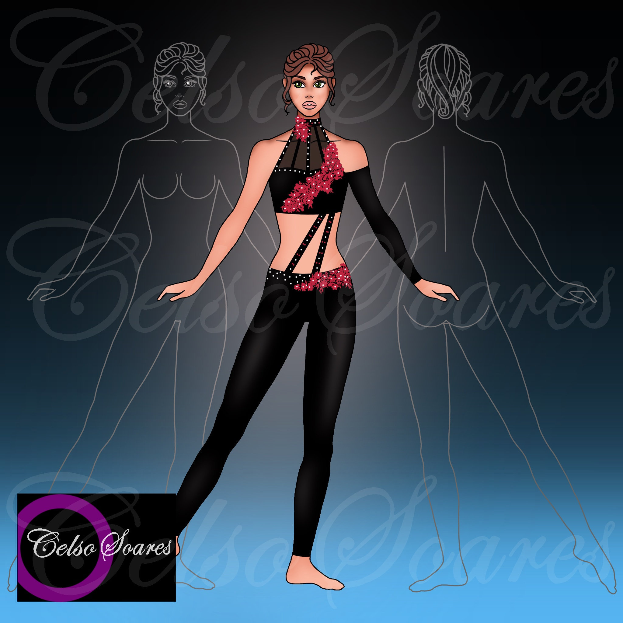 Female Dancer Croqui Templates - Front and Back View - Etsy