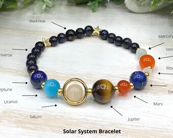 Solar System Bracelet. Universe Planet Jewellery Gemstone - Etsy