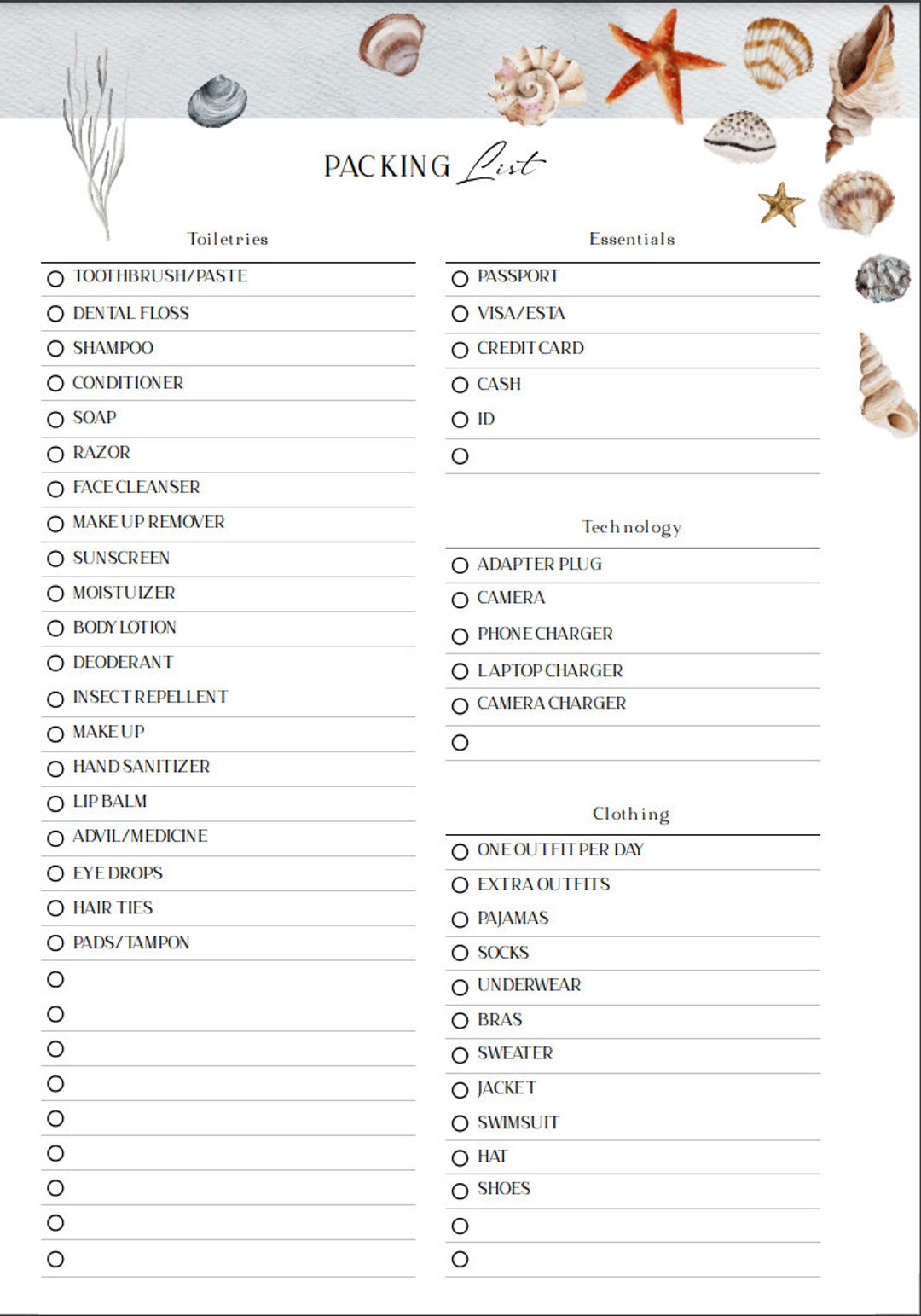 Packing List, Packing Checklist, Holiday, Vacation, Cruise, College ...