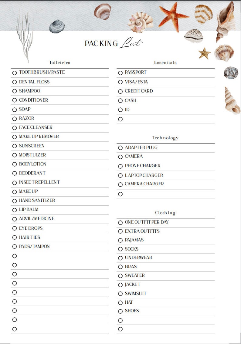Packing List, Packing Checklist, Holiday, Vacation, Cruise, College ...