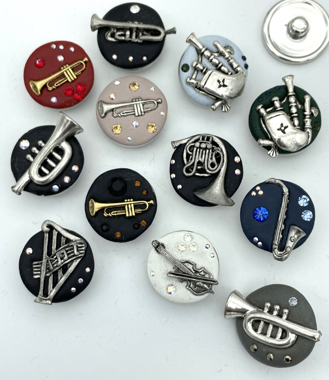 Musical Instrument 18/20mm Jazz Snaps, Trumpet Guitar Bagpipes ...