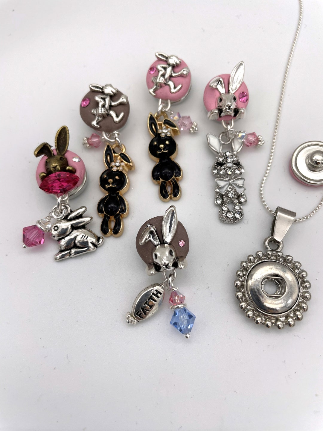 Bunny Rabbit Easter 12mm Dangle Mini Petite Jazz Snaps for Snap Button ...