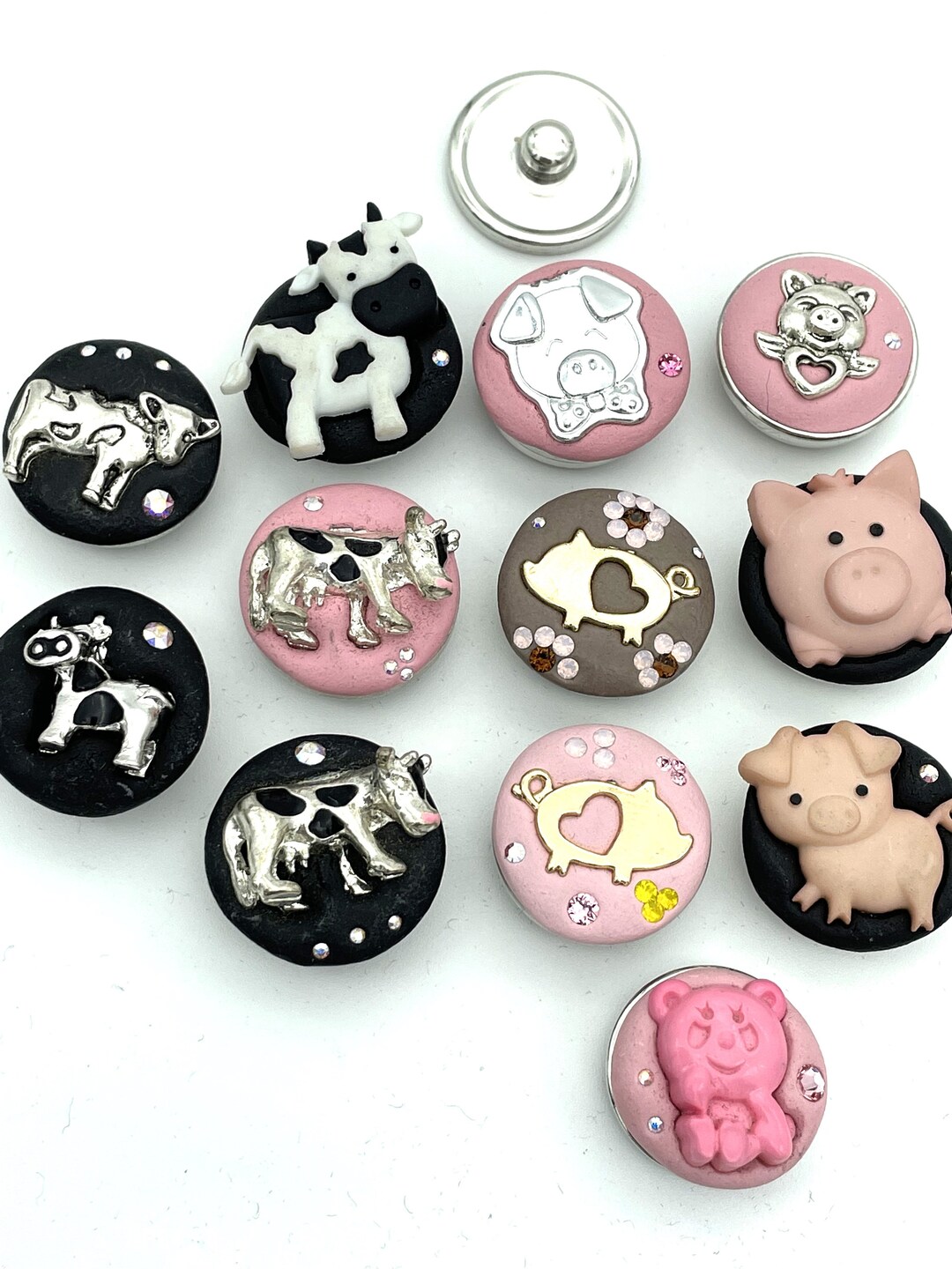 Cow, Pig 18/20mm Jazz Snaps, Standard Size for Snap Button Jewelry - Etsy