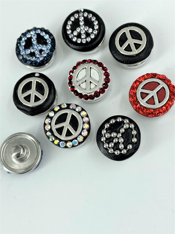 Peace Sign 12mm Mini Petite Jazz Snaps for Snap Button Jewelry | Etsy